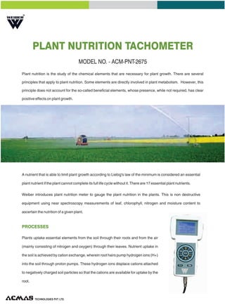 Plant Nutrition Tachometer by ACMAS Technologies Pvt Ltd. | PDF