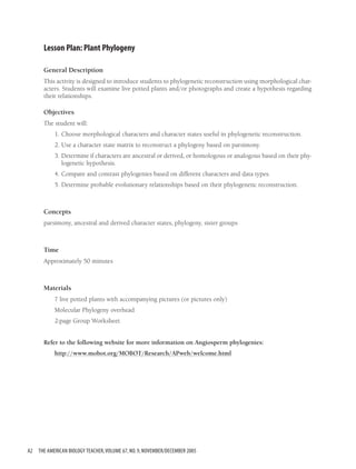 Plant Phylogeny Lab | PDF