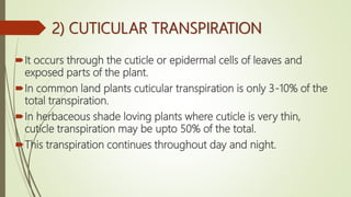 MECHANISM OF TRANSPIRATION IN PLANTS [THEORIES] | PPTX