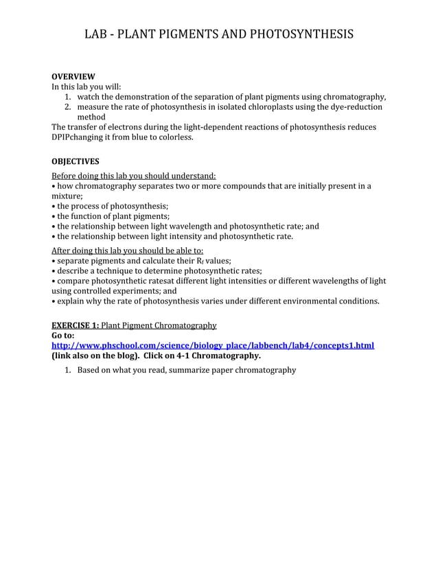 Plant pigments and photosynthesis | PDF