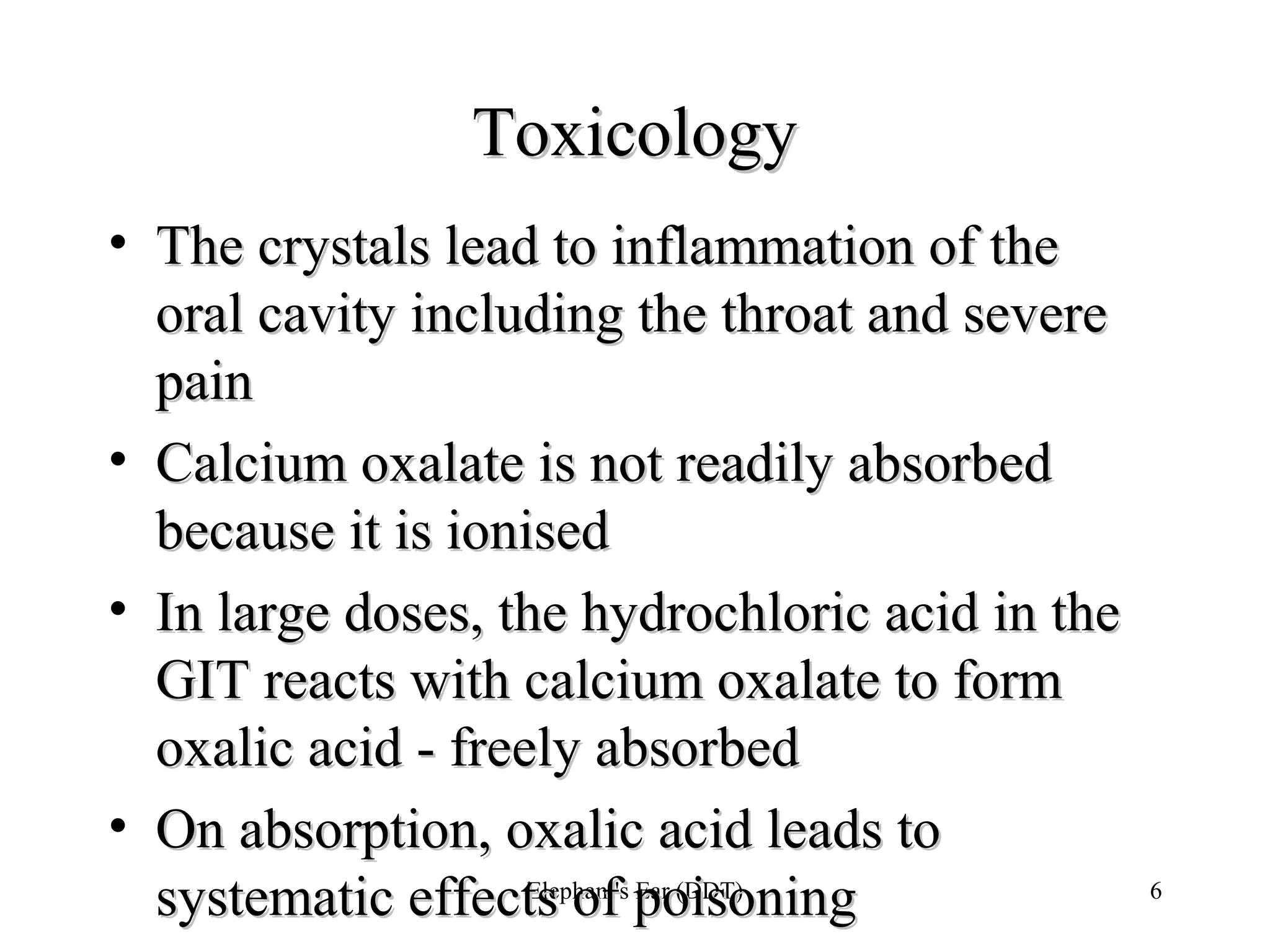 Plant Poisoning: Elephant's Ear Ingestion | PPT