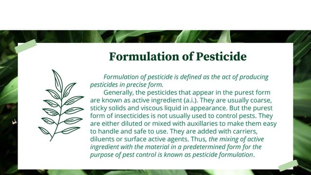 Pesticides introduction, types, formulation and toxicity, safe use and ...