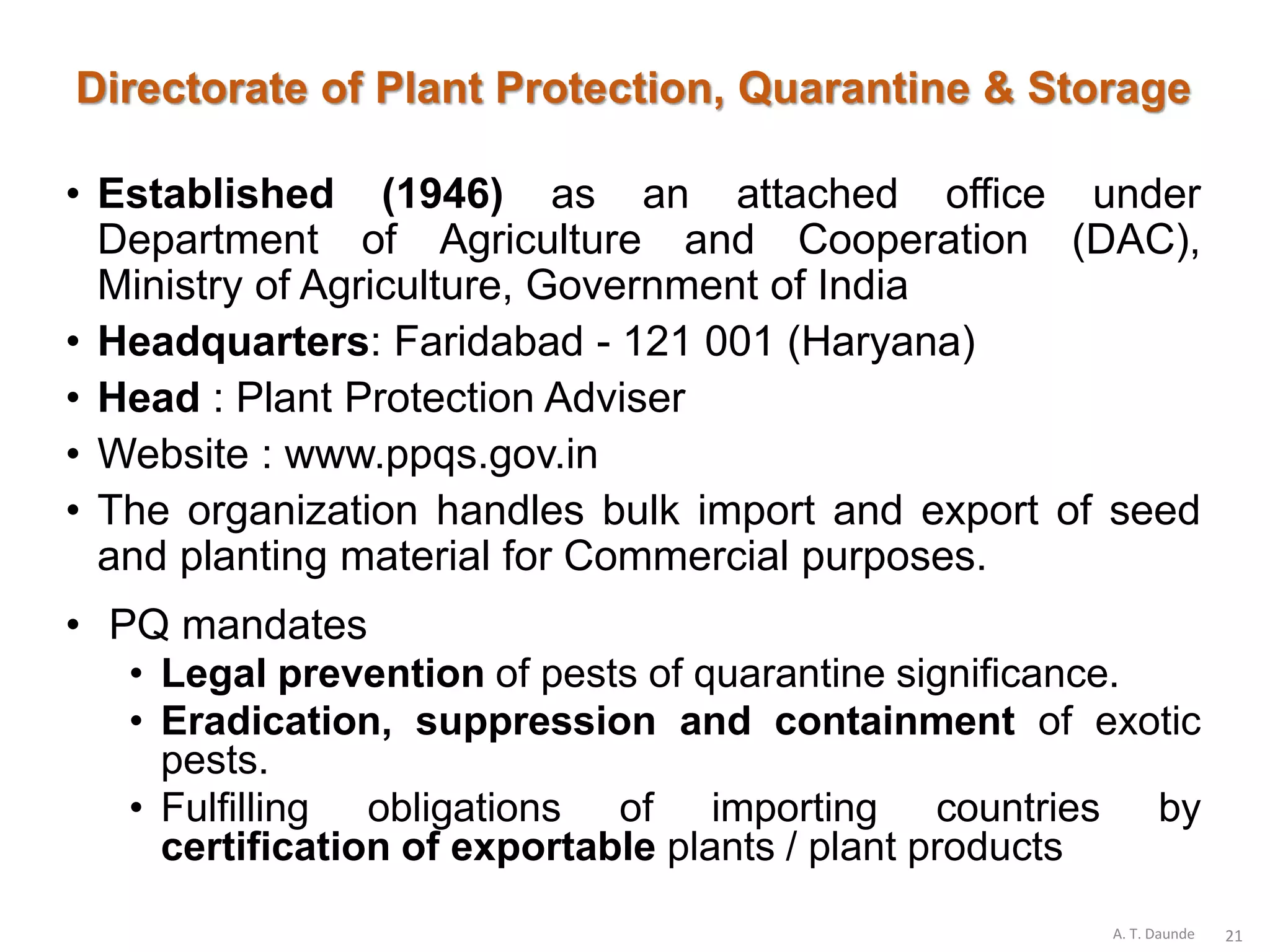 PLANT QUARANTINE IN INDIA AND ABROAD | PPSX