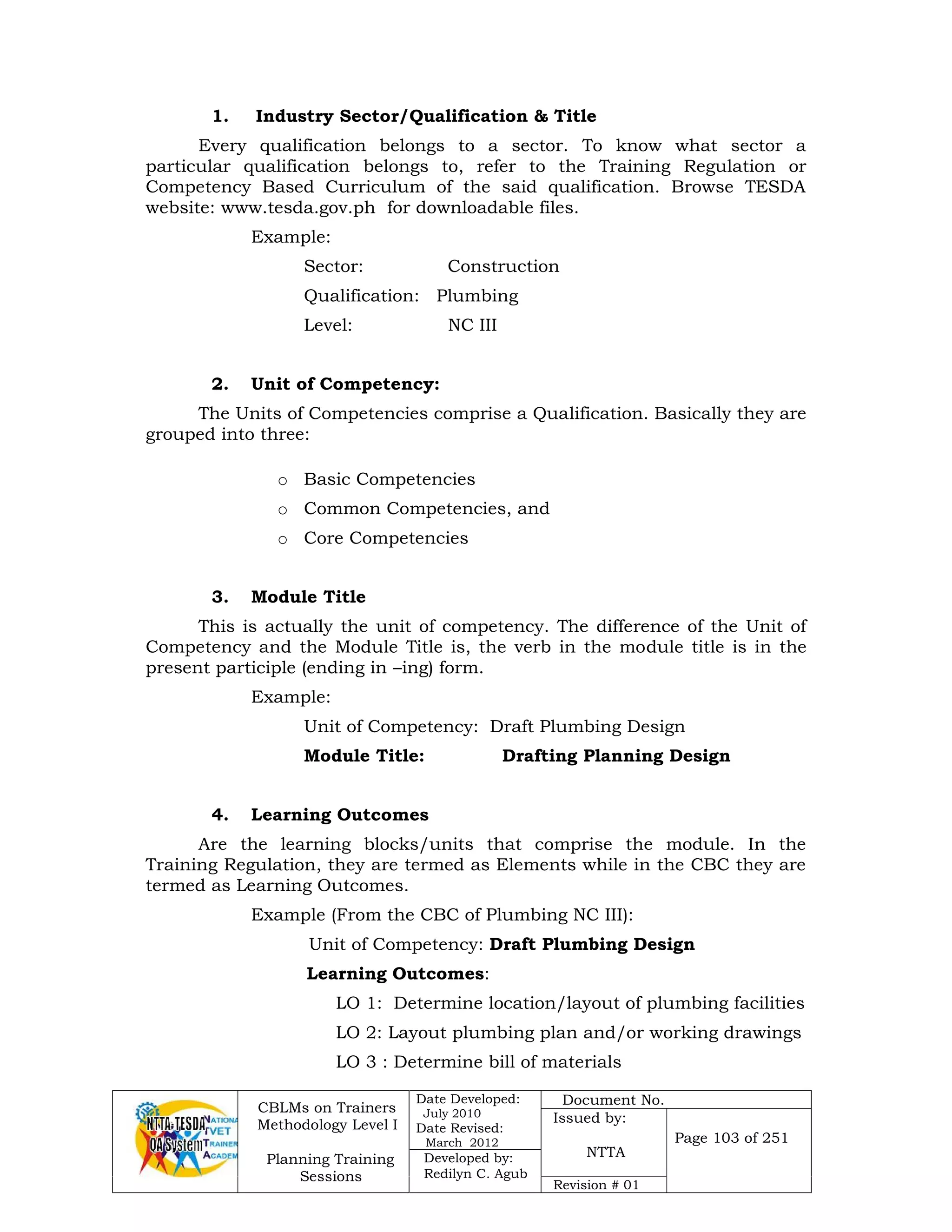 Plan training sessions | PDF