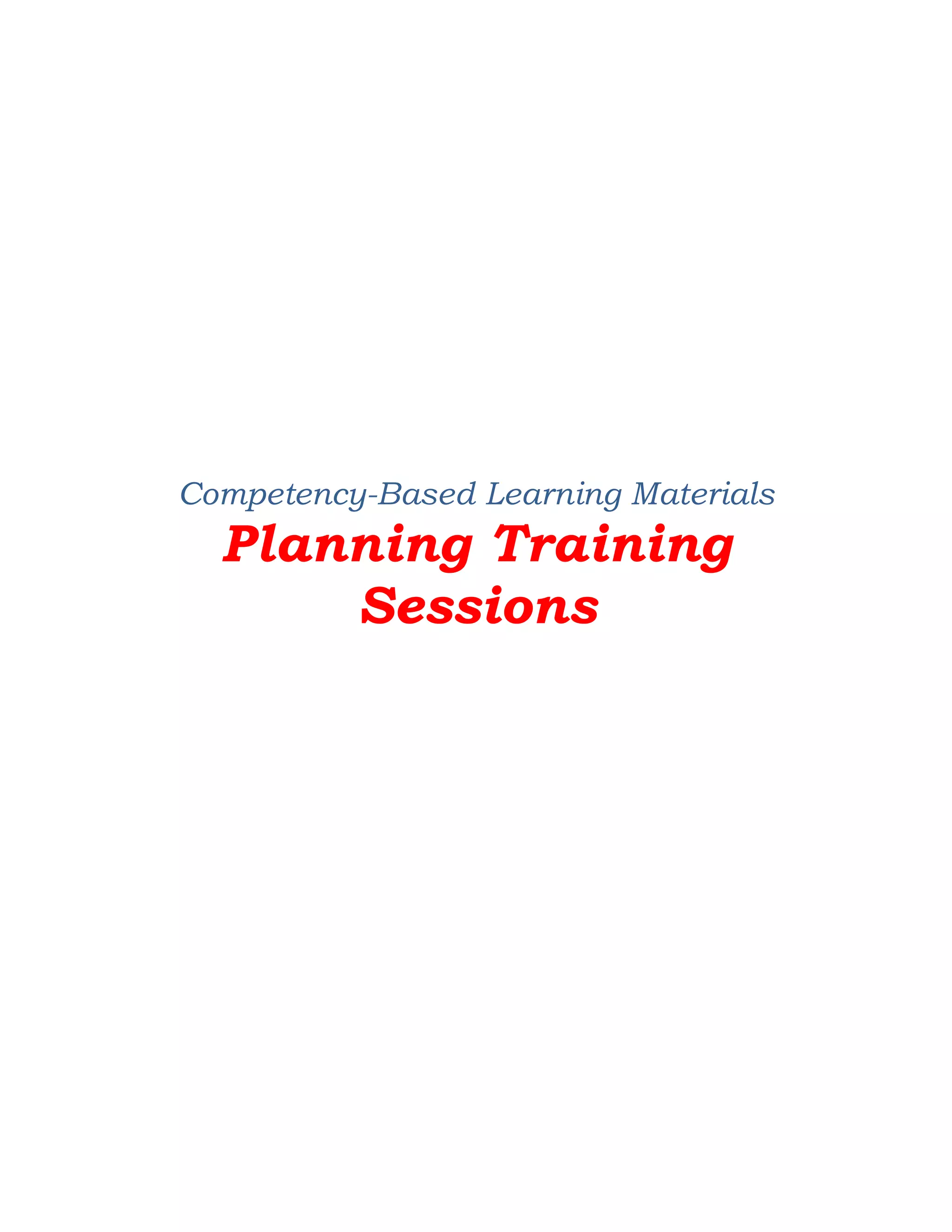 Plan training sessions | PDF