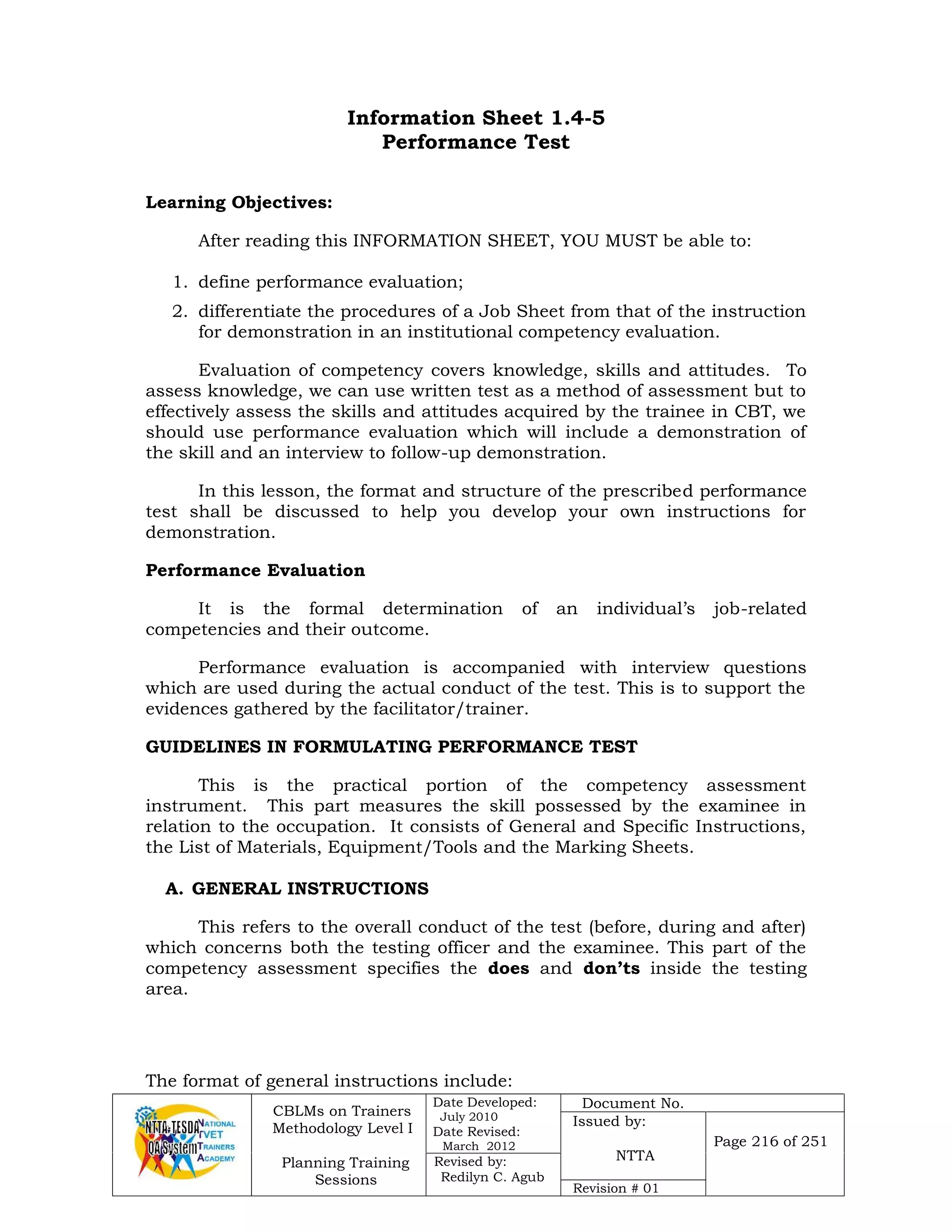 Plan training sessions | PDF