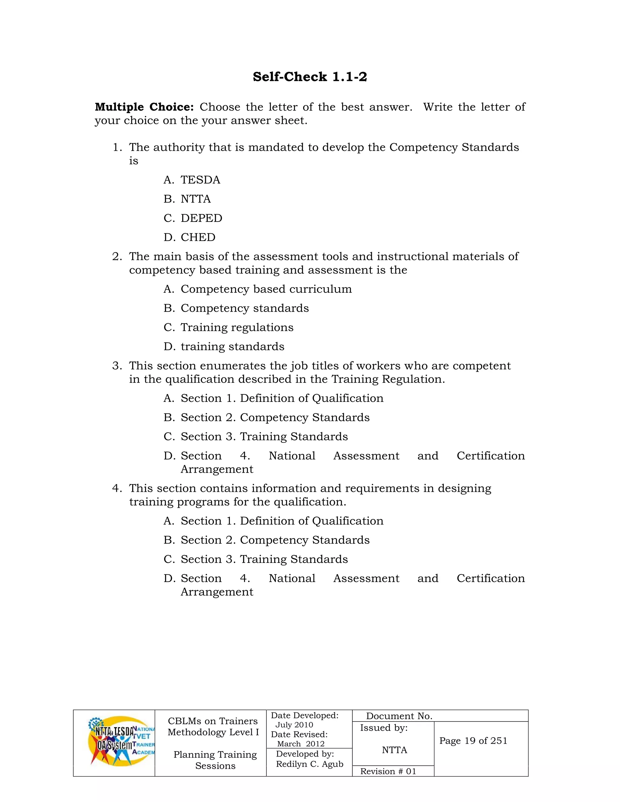 Plan training sessions | PDF