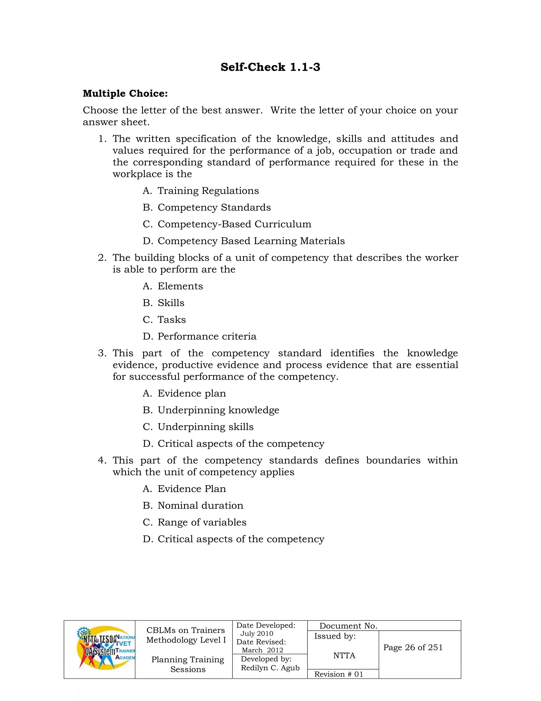 Plan training sessions | PDF