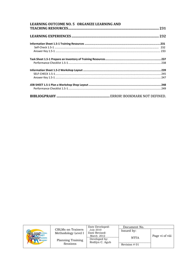 Plan training sessions | PDF