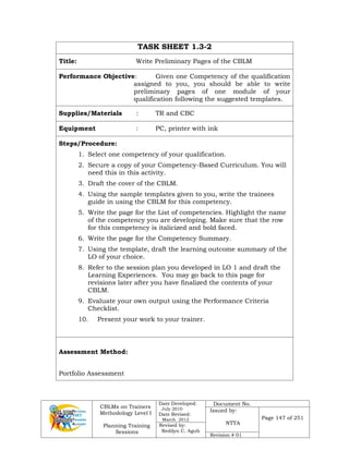 Plan training sessions | PDF