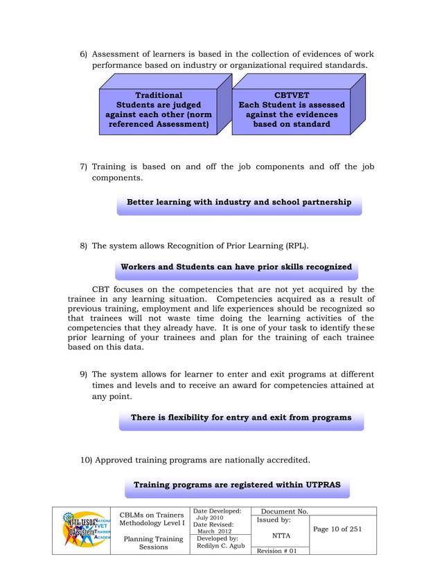 Plan training sessions | PDF