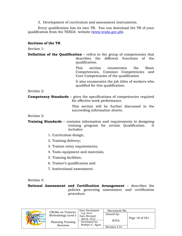 Plan training sessions | PDF