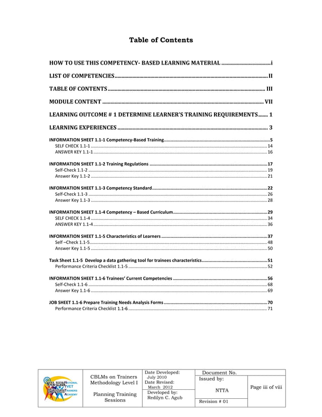 Plan training sessions | PDF