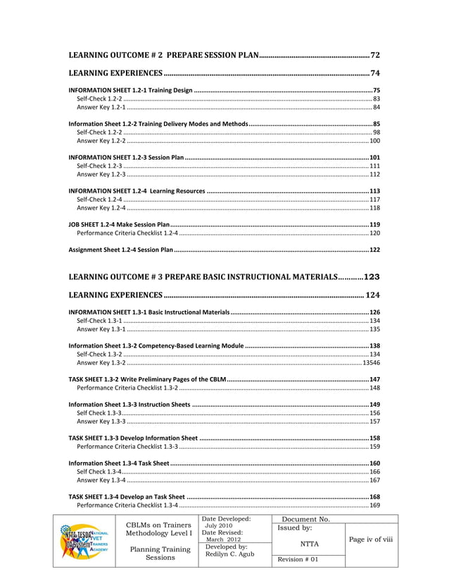 Plan training sessions | PDF