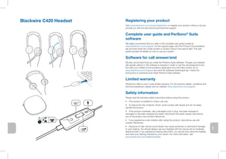 Plantronics blackwire c420 user guide | PDF