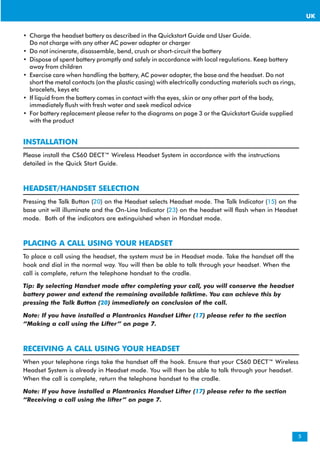 Plantronics cs60 user guide | PDF