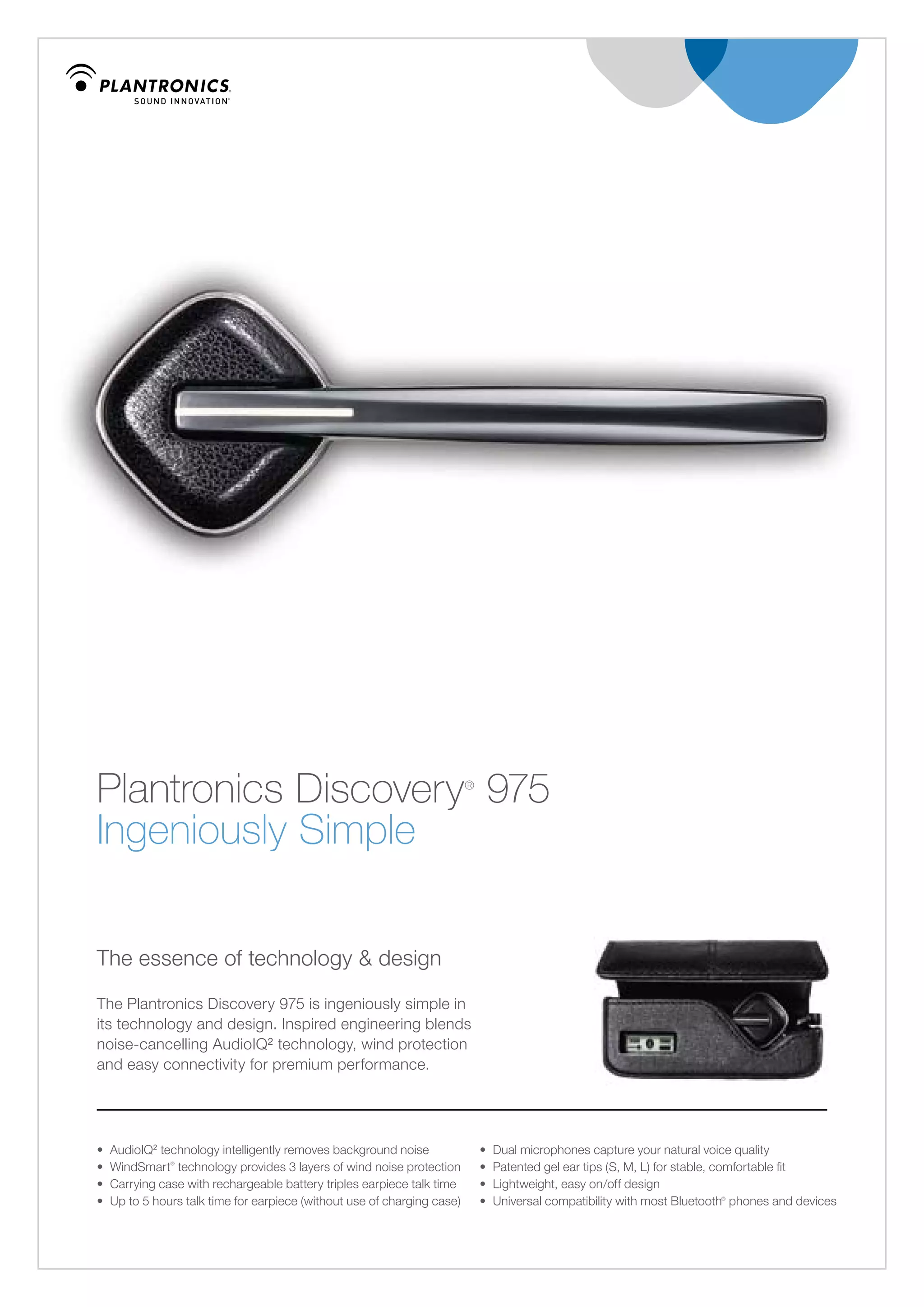 Plantronics discovery 975 data sheet | PDF