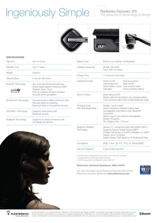 Plantronics discovery 975 data sheet | PDF | Computer Peripherals | Computing