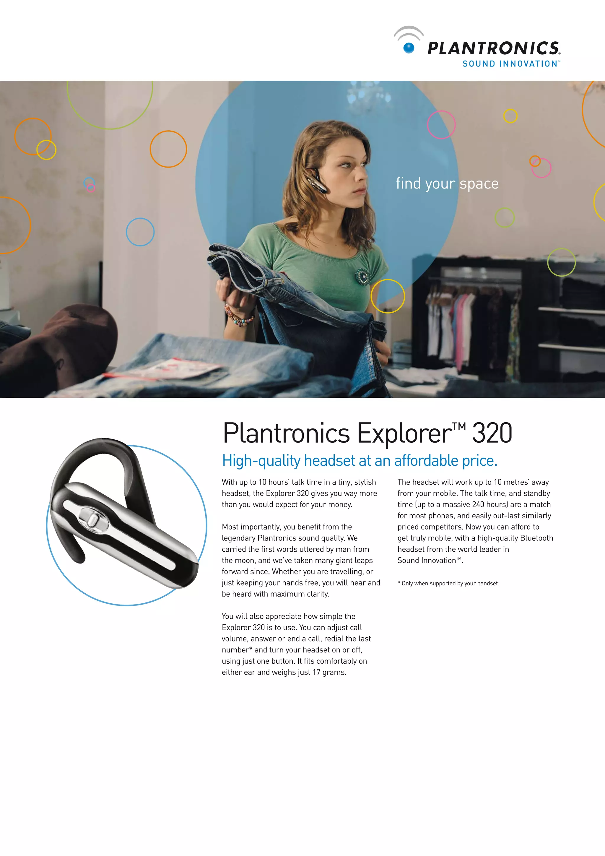 Plantronics explorer 320 data sheet | PDF