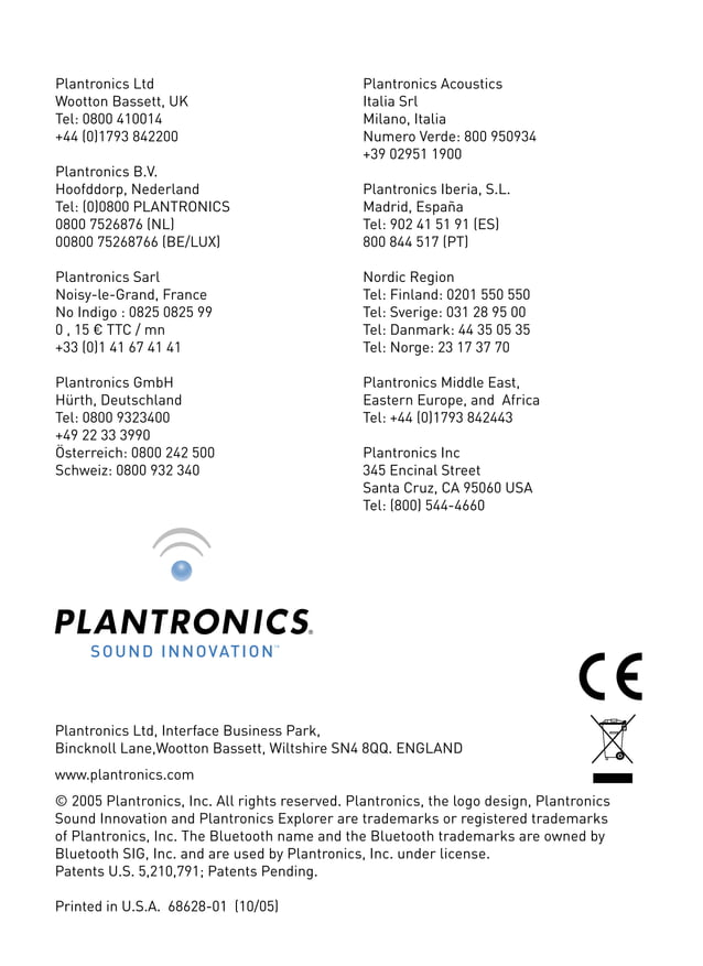 Plantronics explorer 340 user guide | PDF