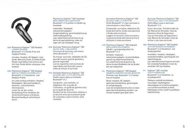 Plantronics explorer 340 user guide | PDF