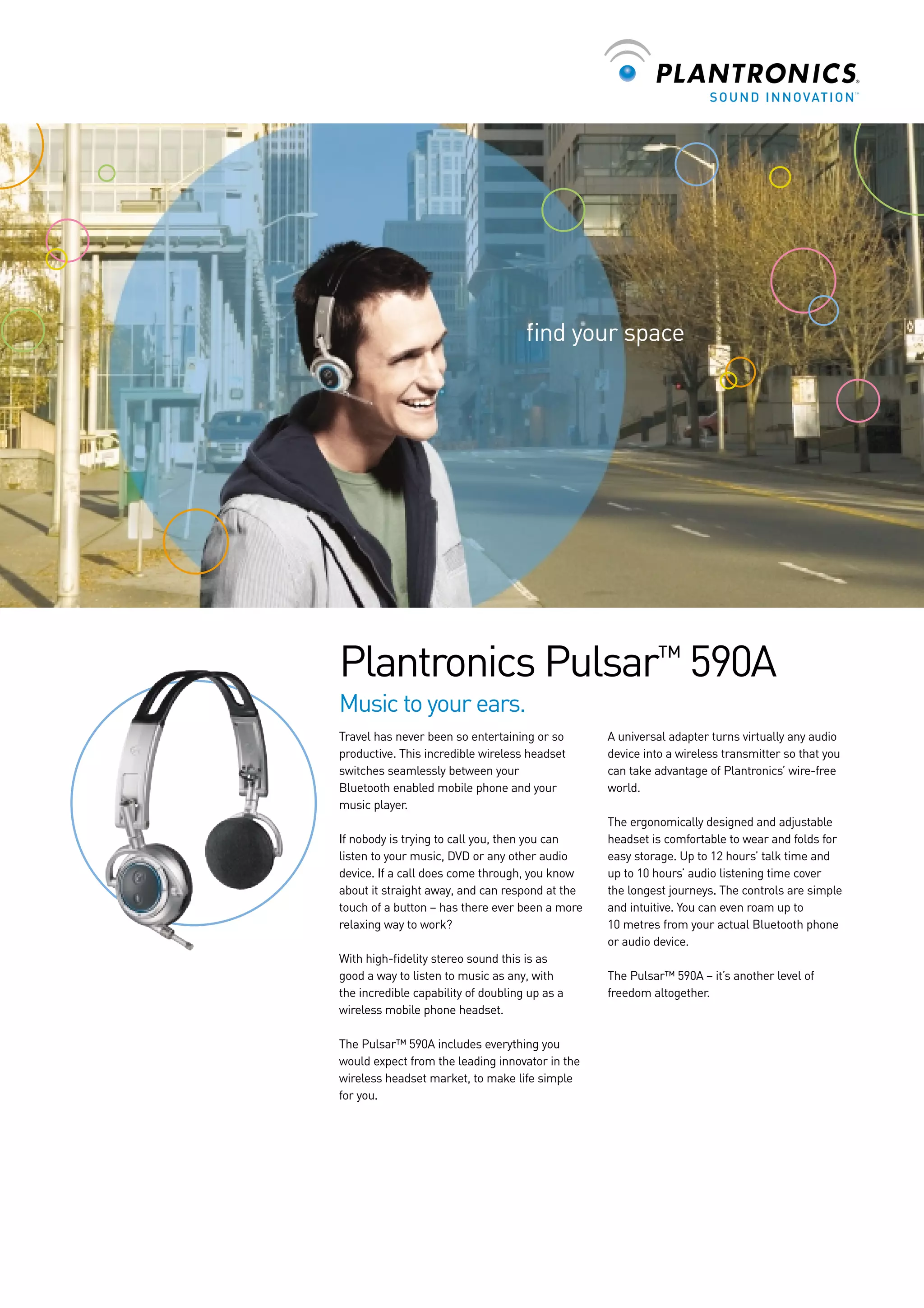 Plantronics pulsar 590 data sheet | PDF