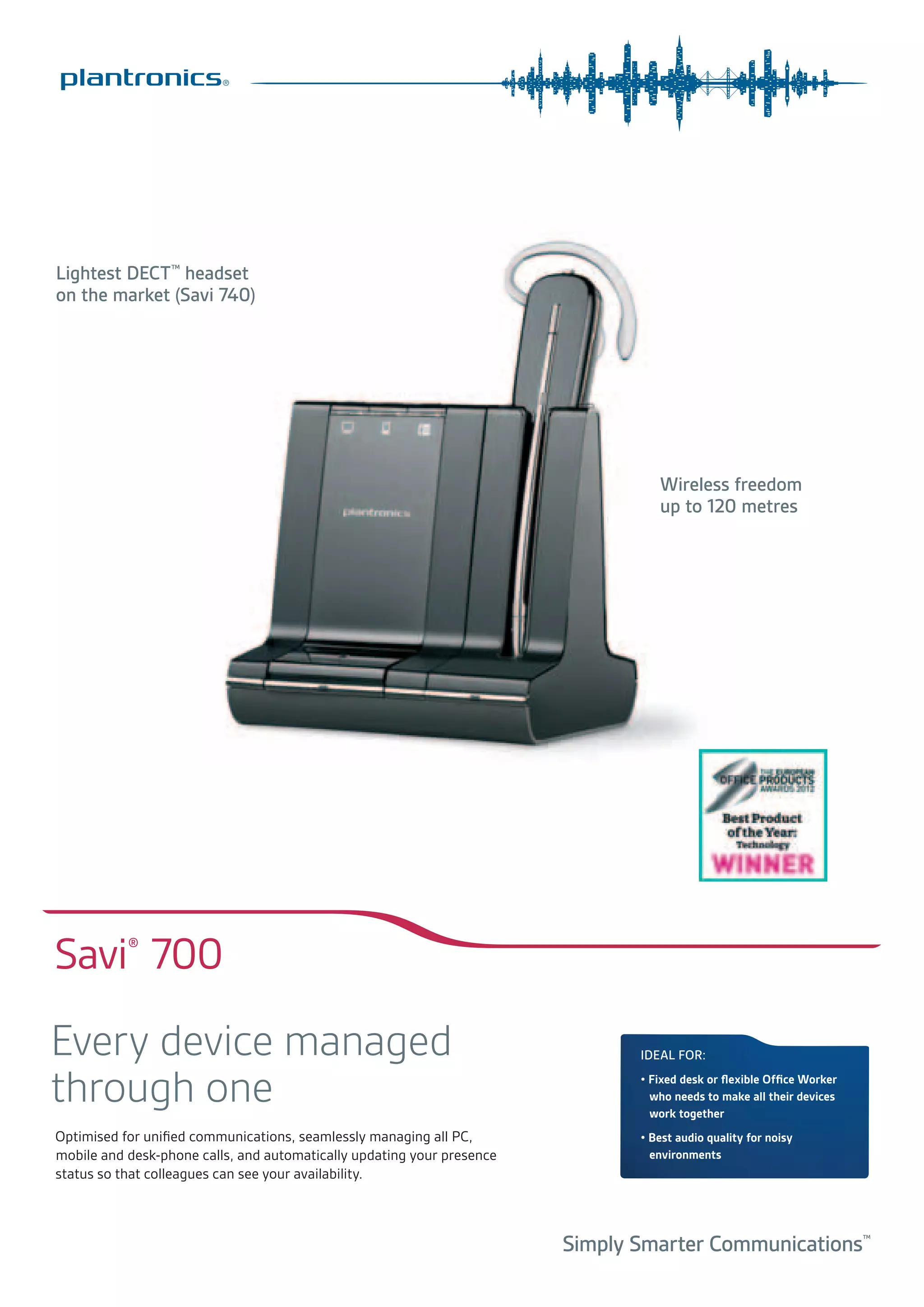 Plantronics savi 700 series data sheet | PDF