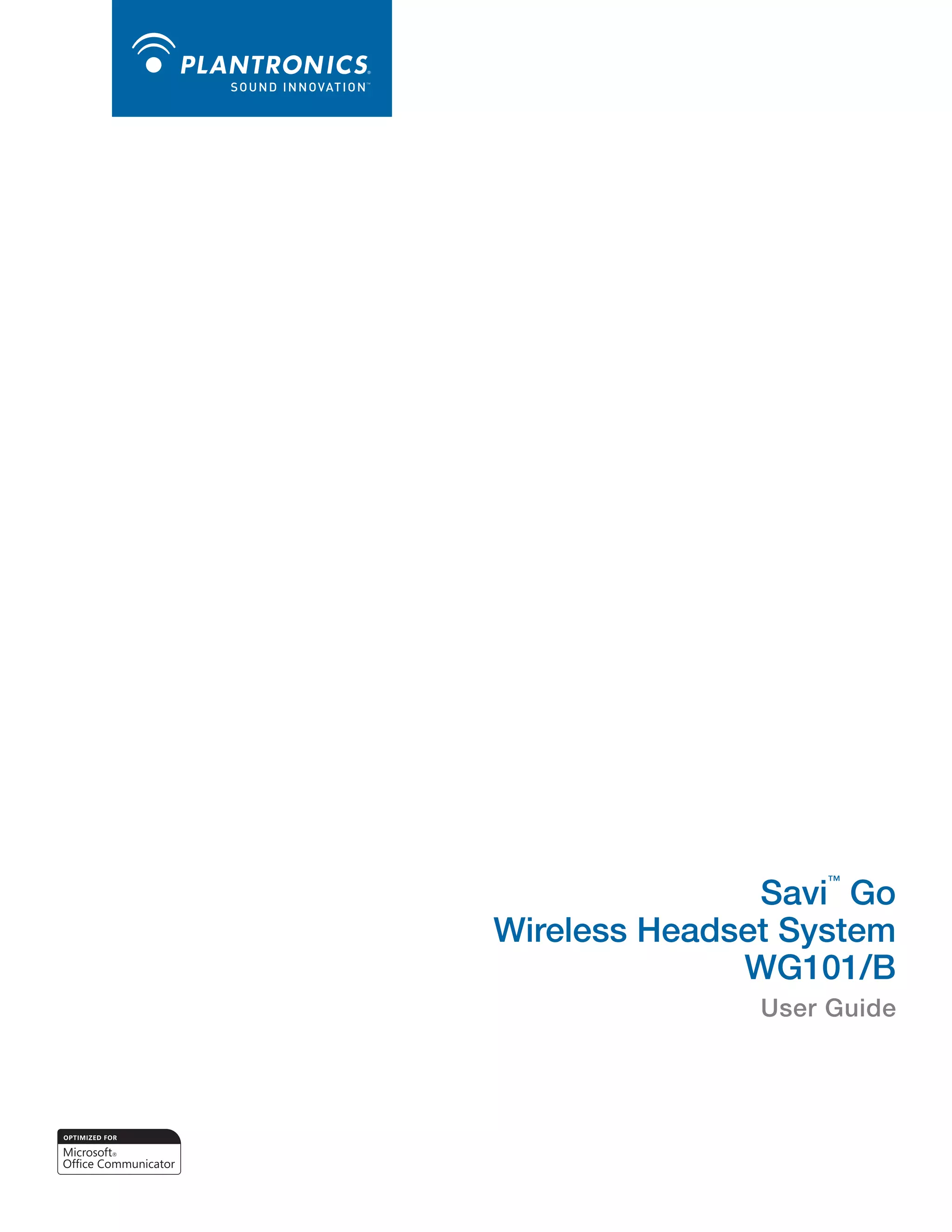 Plantronics savi go wg101 convertible bluetooth headset user guide | PDF