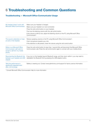 Plantronics savi go wg101 convertible bluetooth headset user guide | PDF
