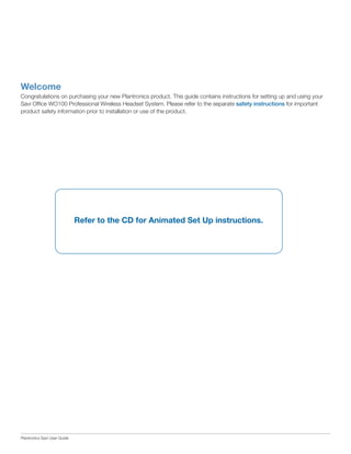 Plantronics savi office wo100 convertible headset user guide | PDF