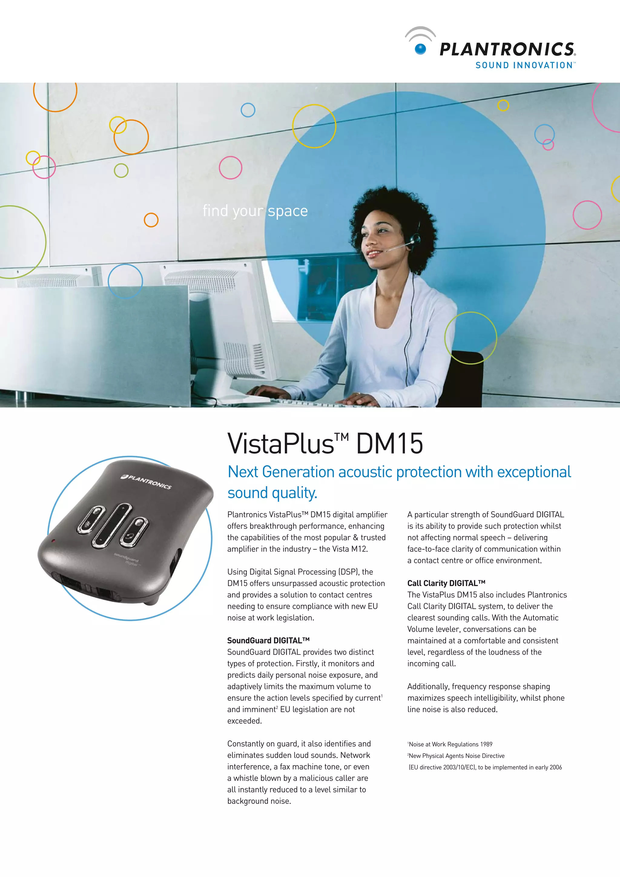 Plantronics vista plus dm15 amplifier data sheet | PDF