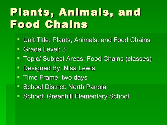 Plants, animals, and food chains | PPT