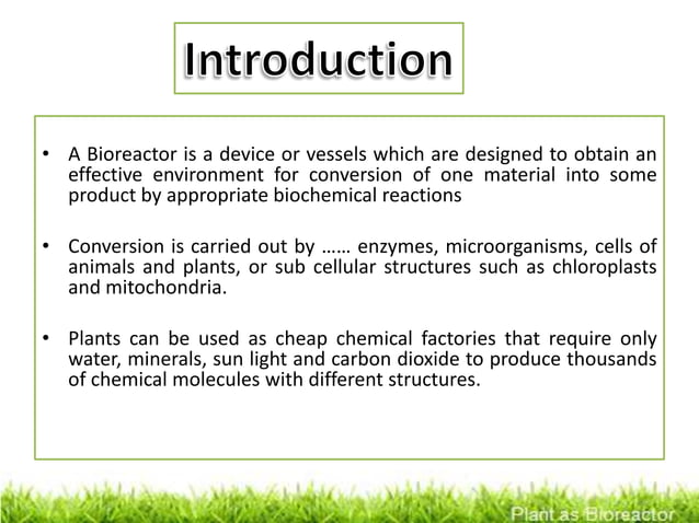 Plants as bioreactor | PPTX | Biotech and Biomedical Industry | Industries