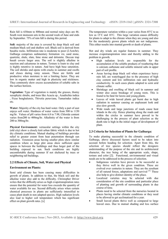 Plant selection criteria for landscaping in gulbarga | PDF