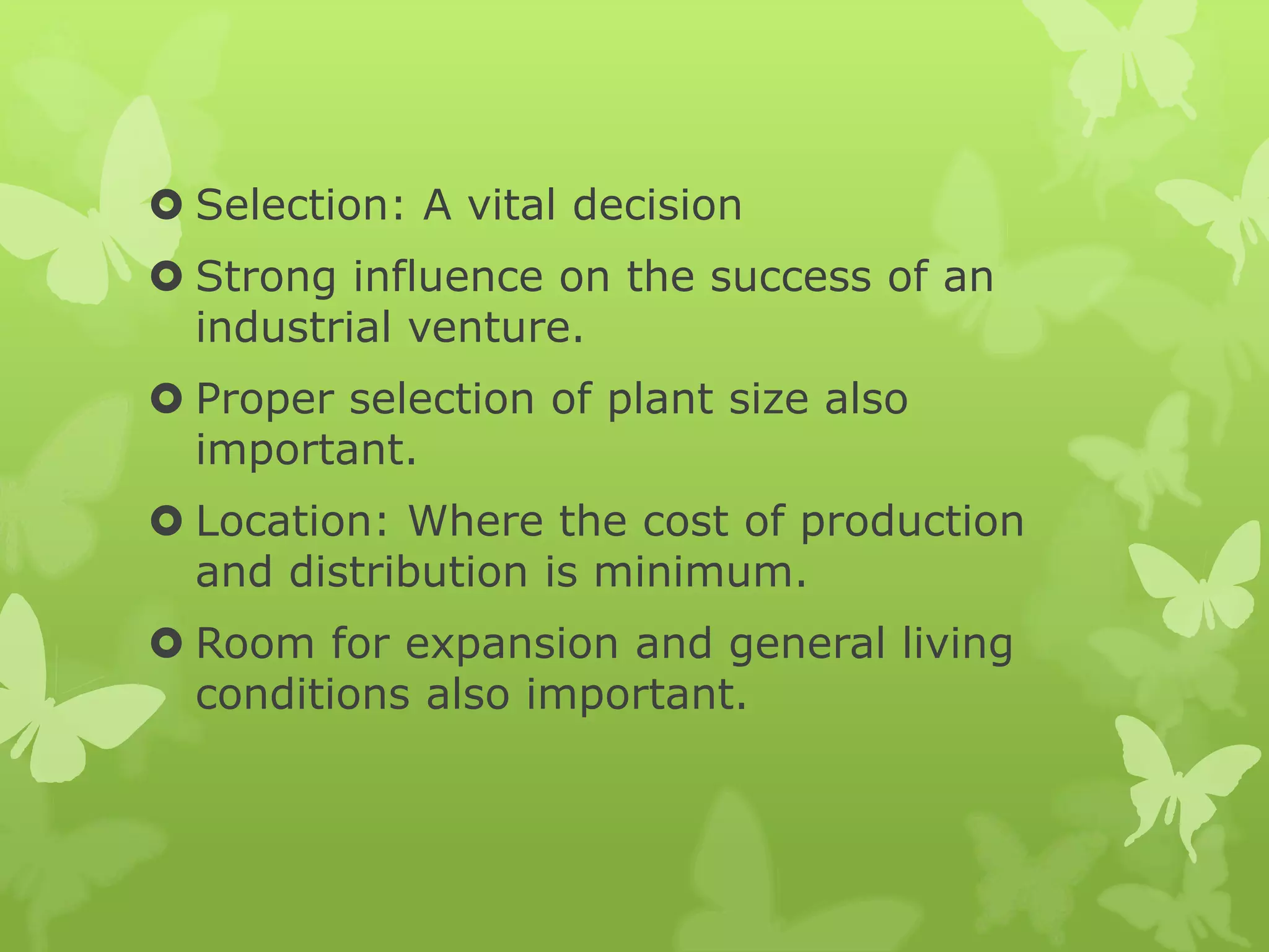 Plant site selection and layout | PPTX