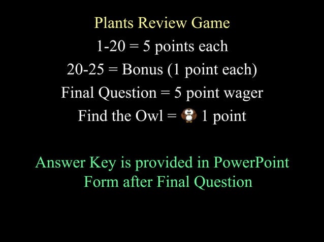 Kingdom Plantae, Plant Biology PowerPoint Review Game, Quiz | PPTX ...