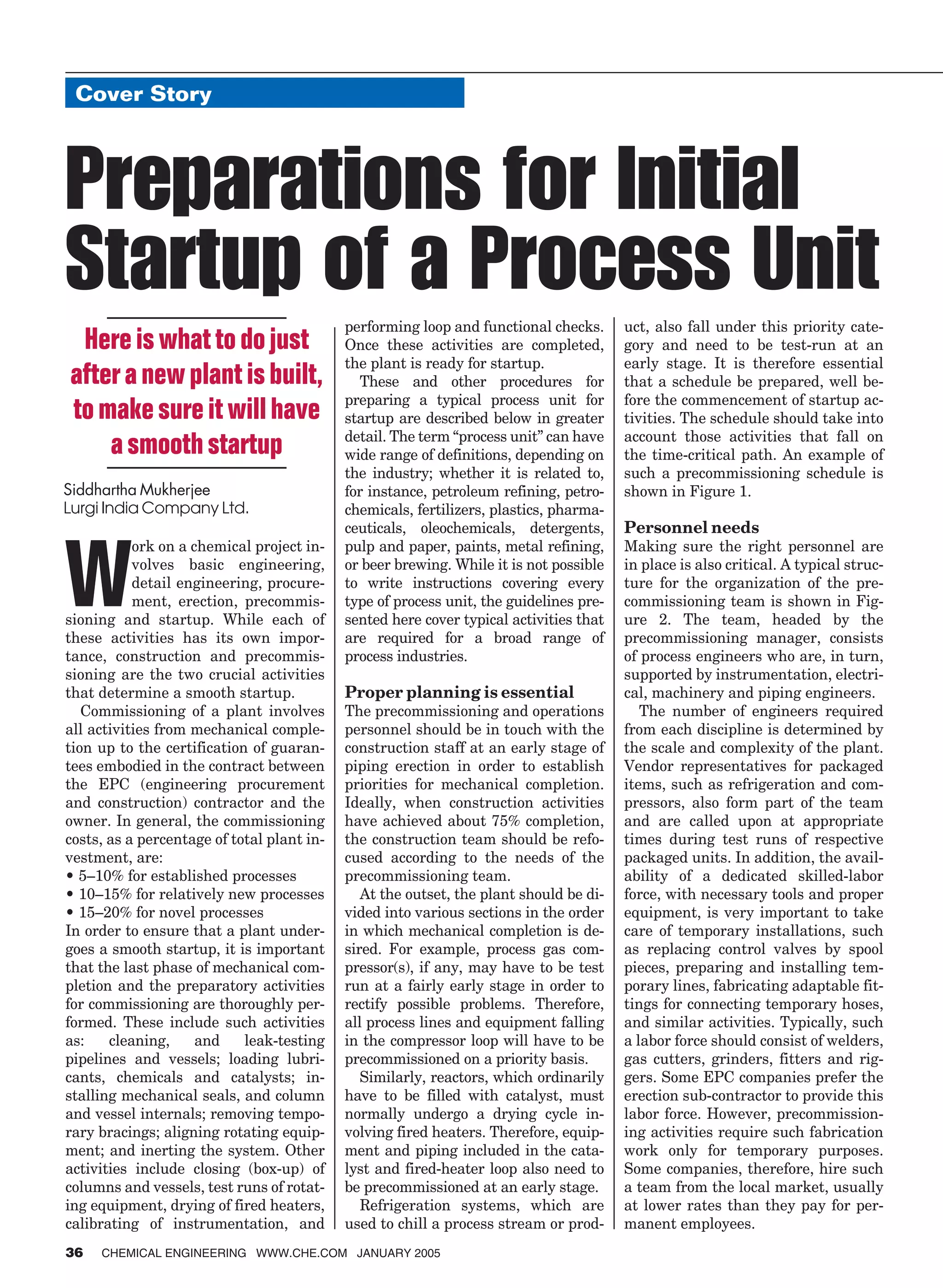 Plant start up | PDF