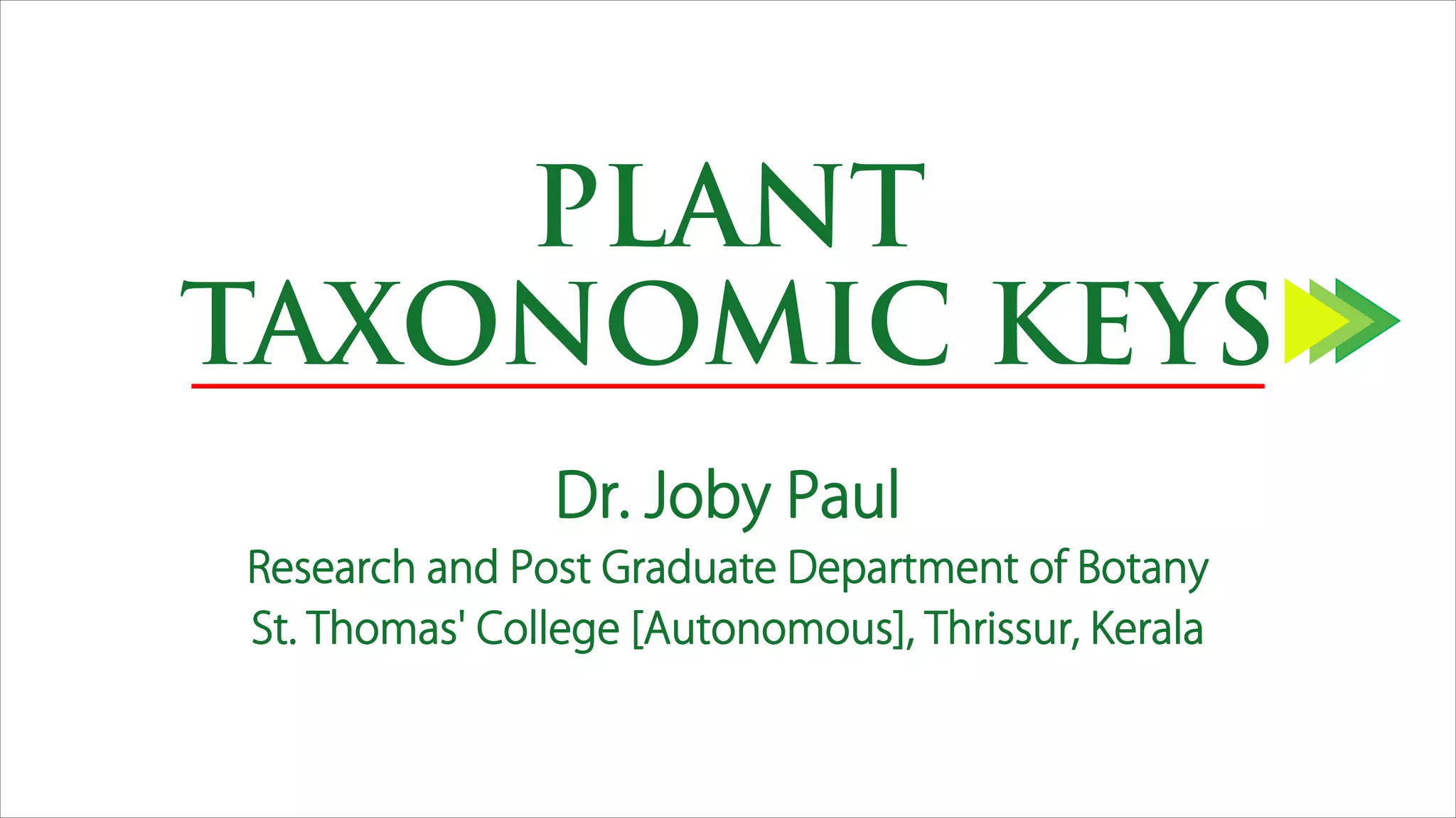 Plant taxonomic keys - Botany | PDF