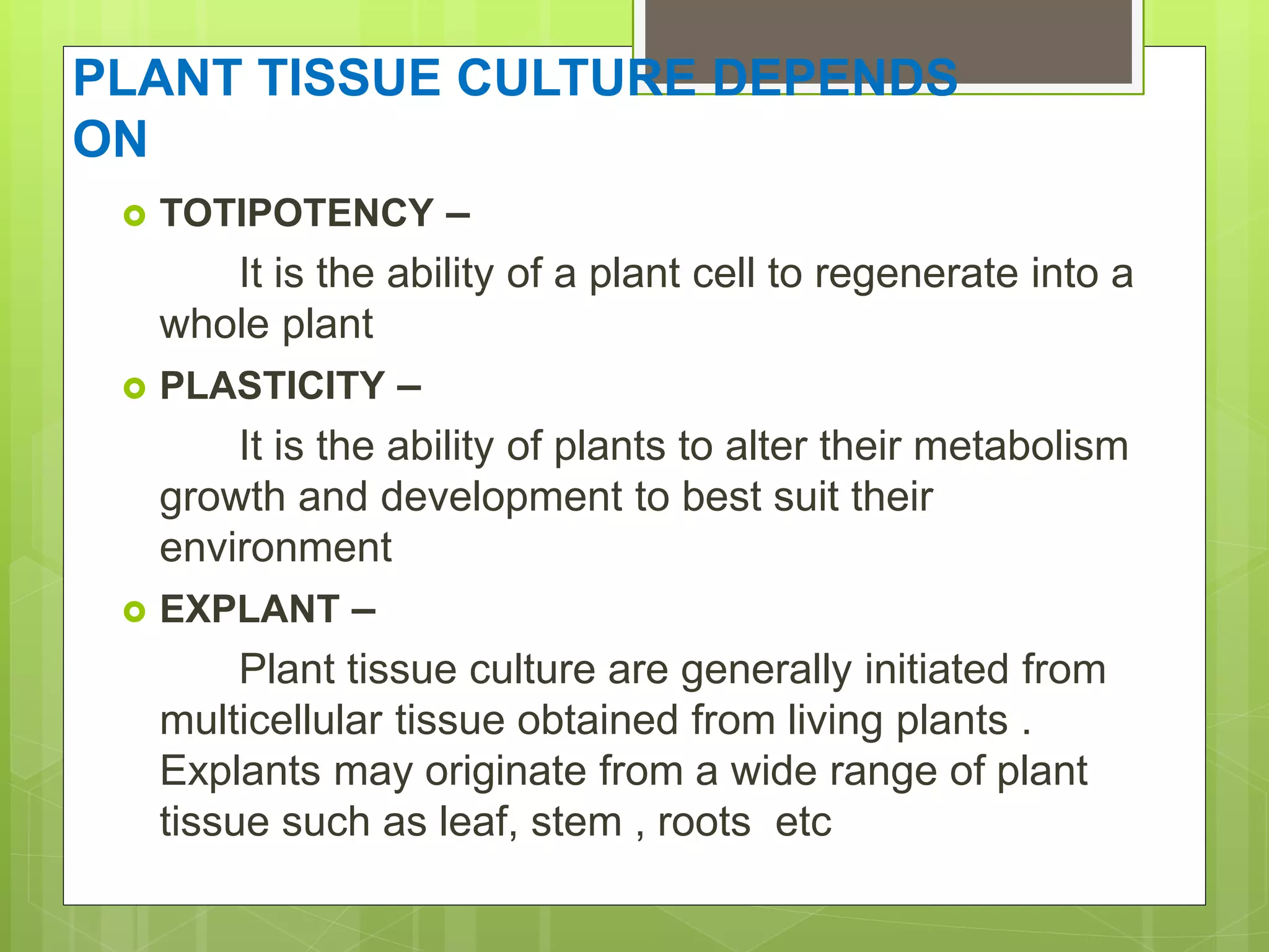 Plant tissue culture | PPTX