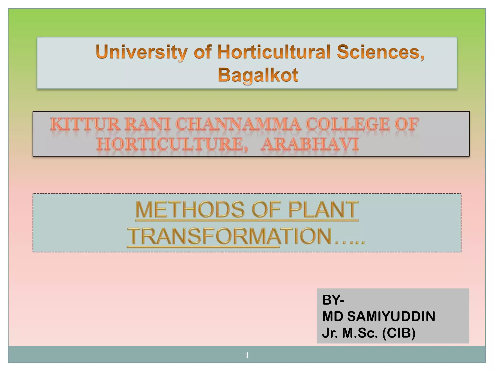 Plant transformation methods | PPTX