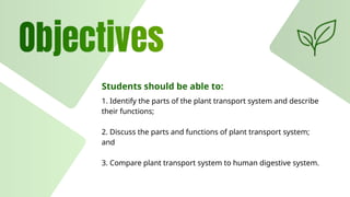 Science 8 Quarter 1 Week 2 Plant Transport System | PPTX