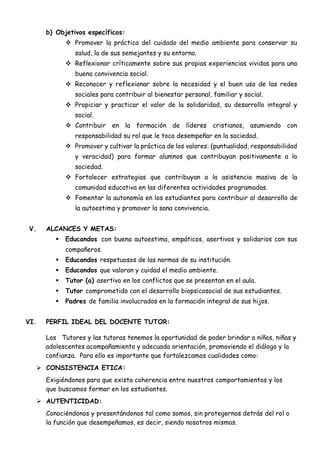 Informe de Plan de las clases de tutoría. | DOCX