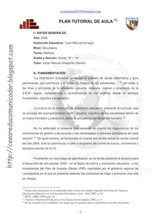 Plan Tutorial De Aula | PDF | Secondary Education | Education