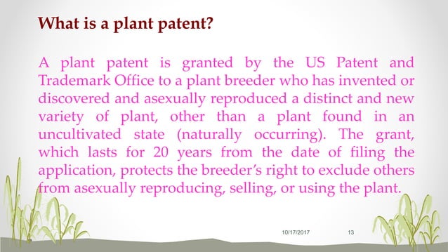 Plant varieties protection global and national trends 2017 | PPTX
