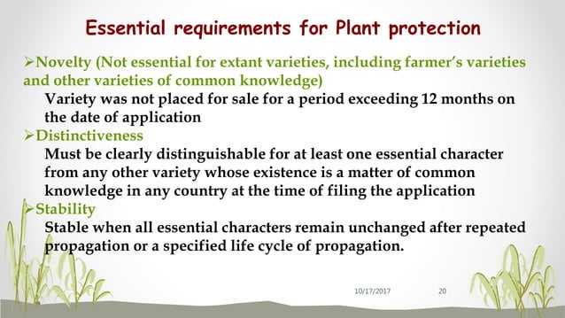 Plant varieties protection global and national trends 2017 | PPTX