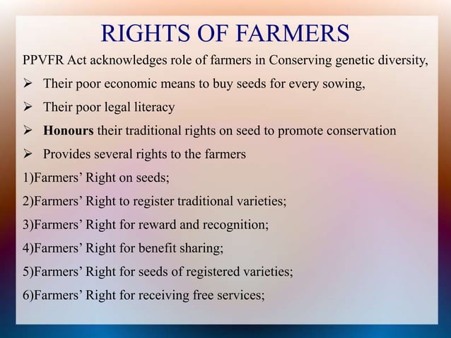 The Protection of Plant Varieties and Farmers’ Rights Act | PPT