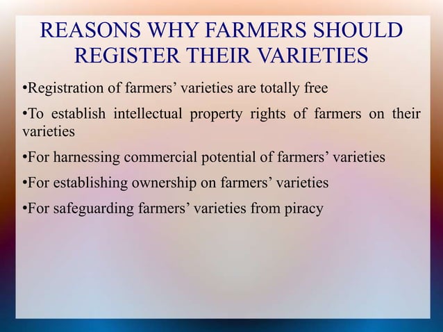 The Protection of Plant Varieties and Farmers’ Rights Act | PPT