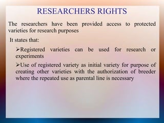 The Protection of Plant Varieties and Farmers’ Rights Act | PPTX