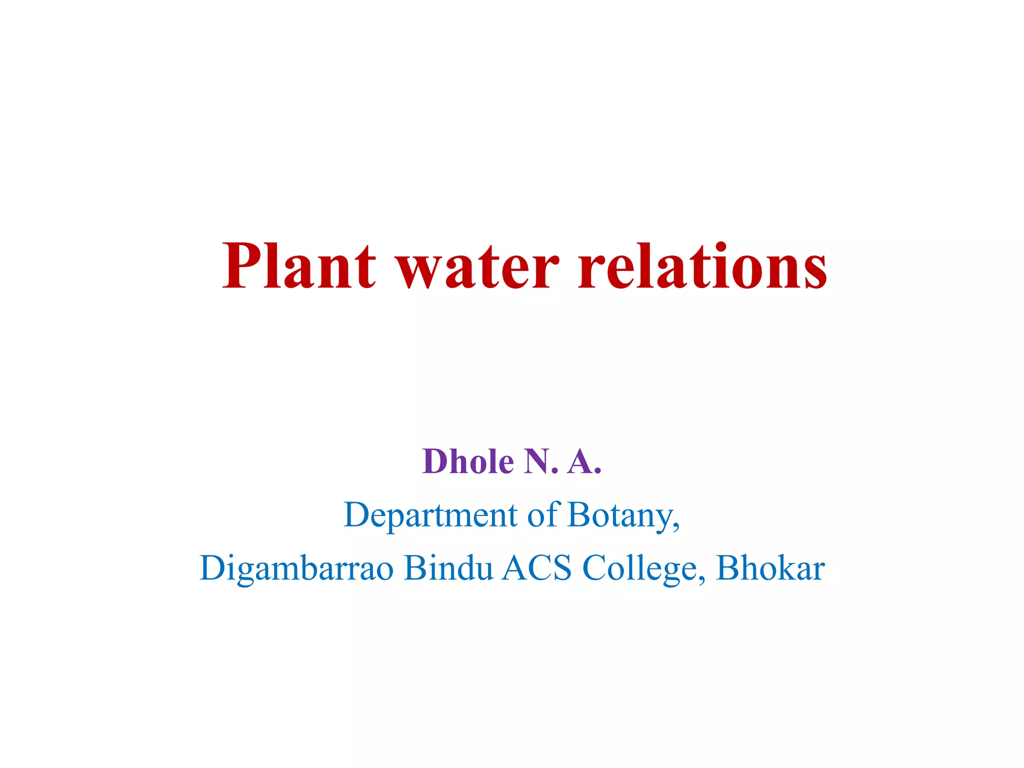 Plant water relation | PPT