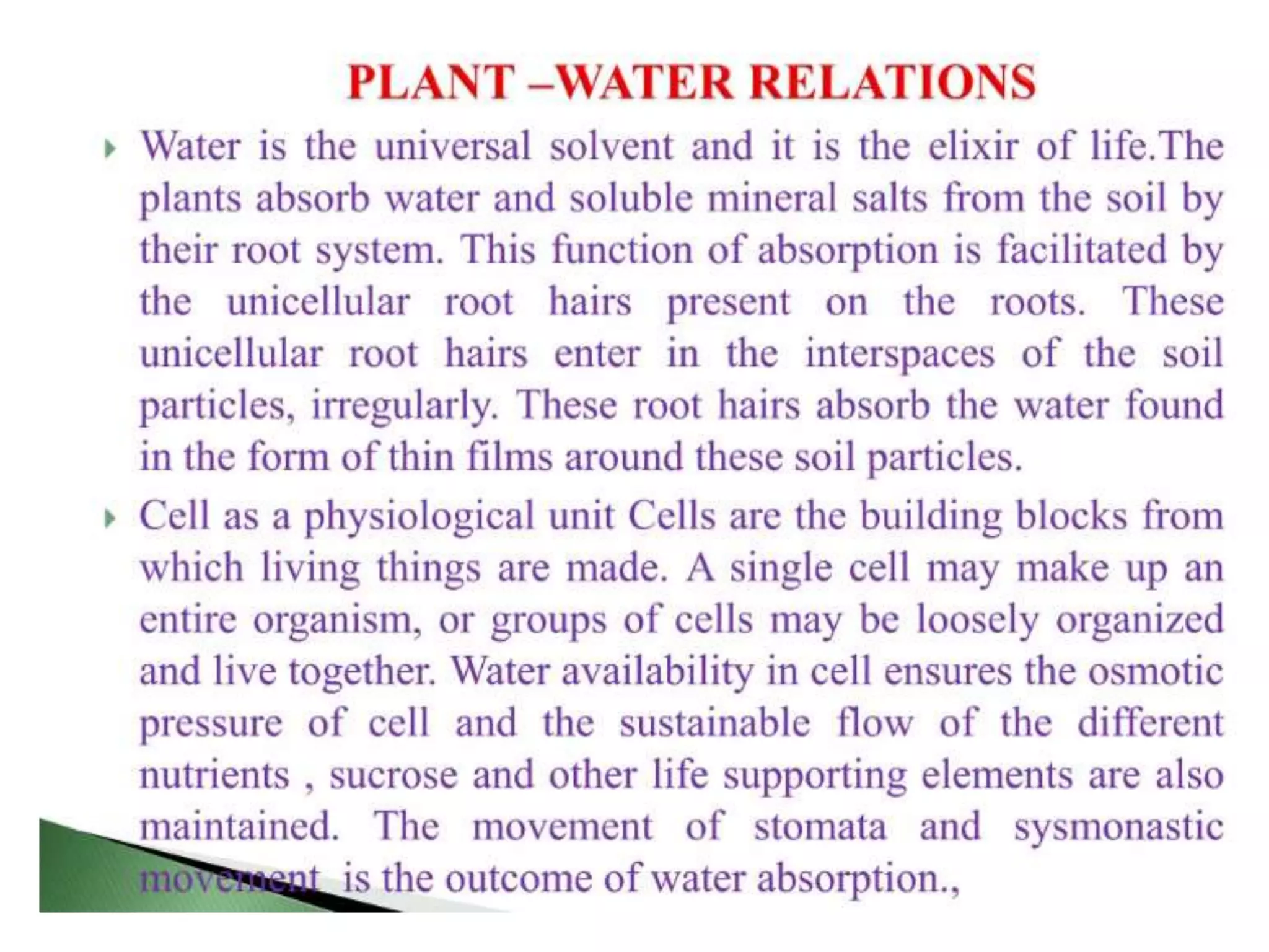plant water relation, transpiration, root pressure and transpirational ...